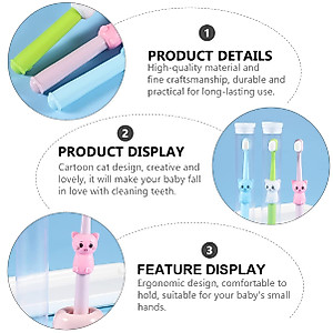Healifty 3pcs Children's Soft Bristle Toothbrush Lovely Kids Toothbrush Child Toothbrush Kid Oral Care Toothbrush Manual Toothbrush Toothbrushes Teeth Cleaning Brush Aldult TPE Makeup Baby