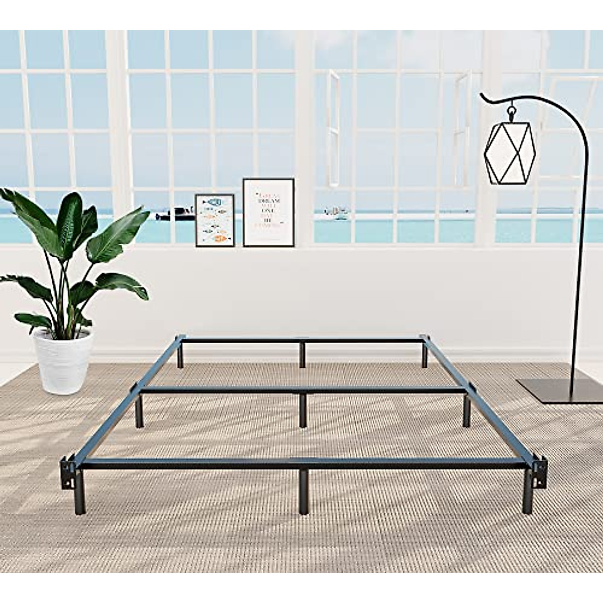 HOMUS Modern Metal Platform Bed Frame King, Heavy Duty Low Profile Bed Base - 3000lbs Capacity Support, Easy Assemble, Black