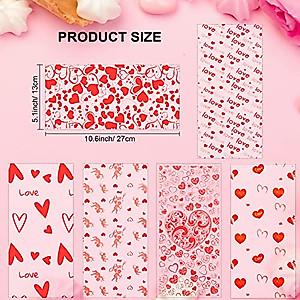 Konsait Valentine's Day Heart Love Cellophane Treat Bags, 120 Pcs Red Heart Love Candy Wrapper Bags with Twist Ties for Baby Shower Birthday Party Favors Valentines Cookies Goodie Gift Bags