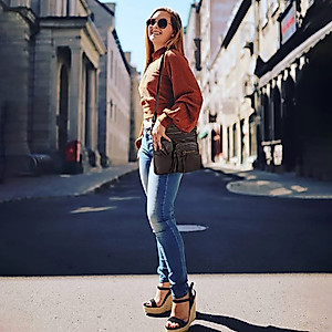 Montana West Crossbody Bag for Women Soft Leather Multi Pocket Shoulder Bags Vintage Women's Purses and Handbags Coffee Gift MWC-046CF