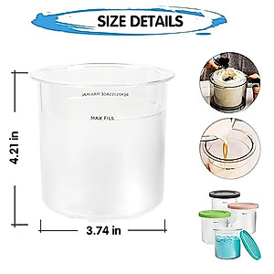 Moloudan 16 oz. Containers, 4-Pack Pints and Lids Replacement For Ninja Creami NC299AMZ NC300 NC301 Series, BPA-Free & Dishwasher Safe (Blue, Pink, Green, Grey)