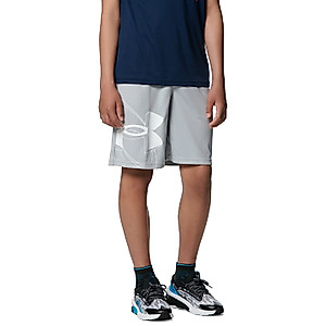 Under Armour boys Prototype 2.0 Shorts , Mod Gray (011)/White , Youth Small