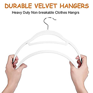 Micuul Velvet Hangers 50 Pack, Pink Hangers with Tie Bar, Non-Slip & Durable Clothes Hangers Holds up to 18 lbs, Heavy Duty 360 Degree Swivel Felt Hangers for Coats, Pants & Dress Clothes White