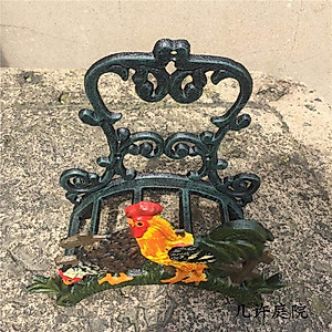 Riyyow Retro cast Iron Cock Water Pipe Rack Painted Courtyard Water Pipe Storage Bracket Gardening Rack Garden Villa Mural Animal