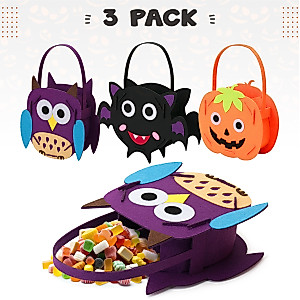 Mr. Pen- Mini Halloween Bags, 3Pack, Felt Halloween Goody Bags, Halloween Candy Bags Treat Bags, Halloween Bags for Candy, Halloween Goodie Bag, Halloween Gift Bags for Kids