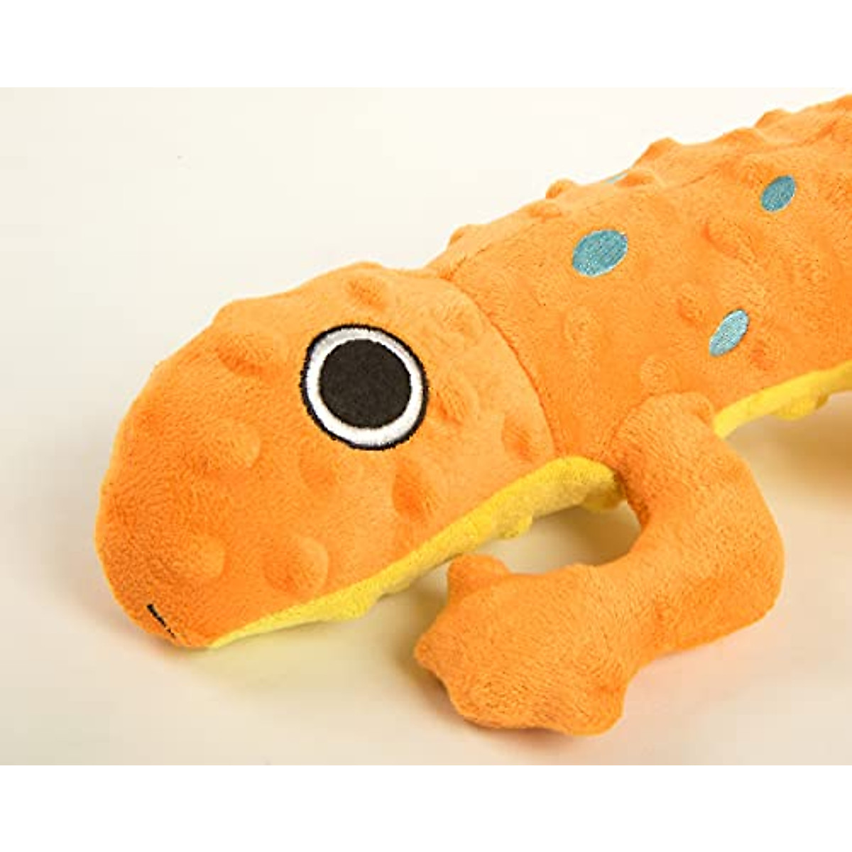 goDog Amphibianz Gecko Squeaky Plush Dog Toy, Chew Guard Technology - Orange, Large