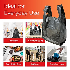 Reli. T-shirt Bags (300 Count) (Black) (11.5" x 6.5" x 21") - Black Plastic Bags (Plain) - Grocery, Shopping, Restaurants