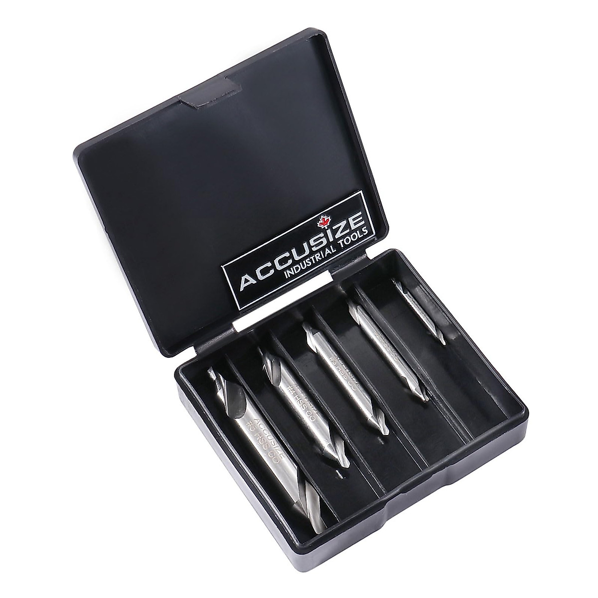 Accusize Industrial Tools 5pc ANSI M42 (H.S.S. + 8% Cobalt) Center Drill Set, 0556-5500