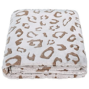 SOCHOW Flannel Fleece Leopard Print Throw Blanket, Lightweight Super Soft Cozy Plush Blanket, 50 × 60 Inches Brown Leopard
