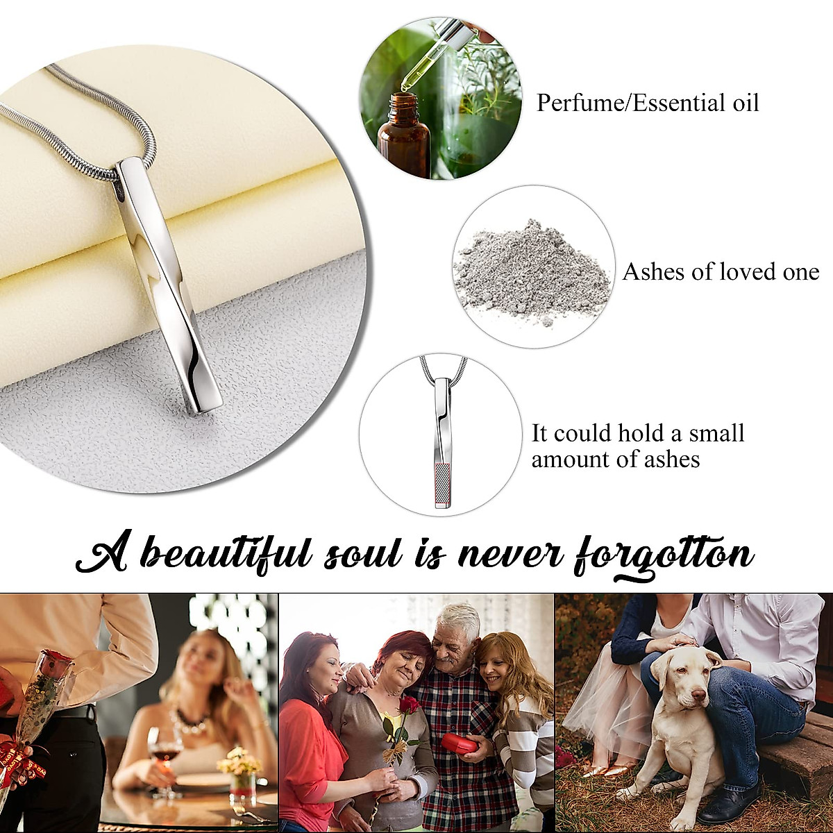 abooxiu Cremation Jewelry for Ashes Twist Ashes Necklace Urn Necklace for Ashes Cremation Necklace Stainless Steel Urn Pendant Memorial Keepsake for Women Men