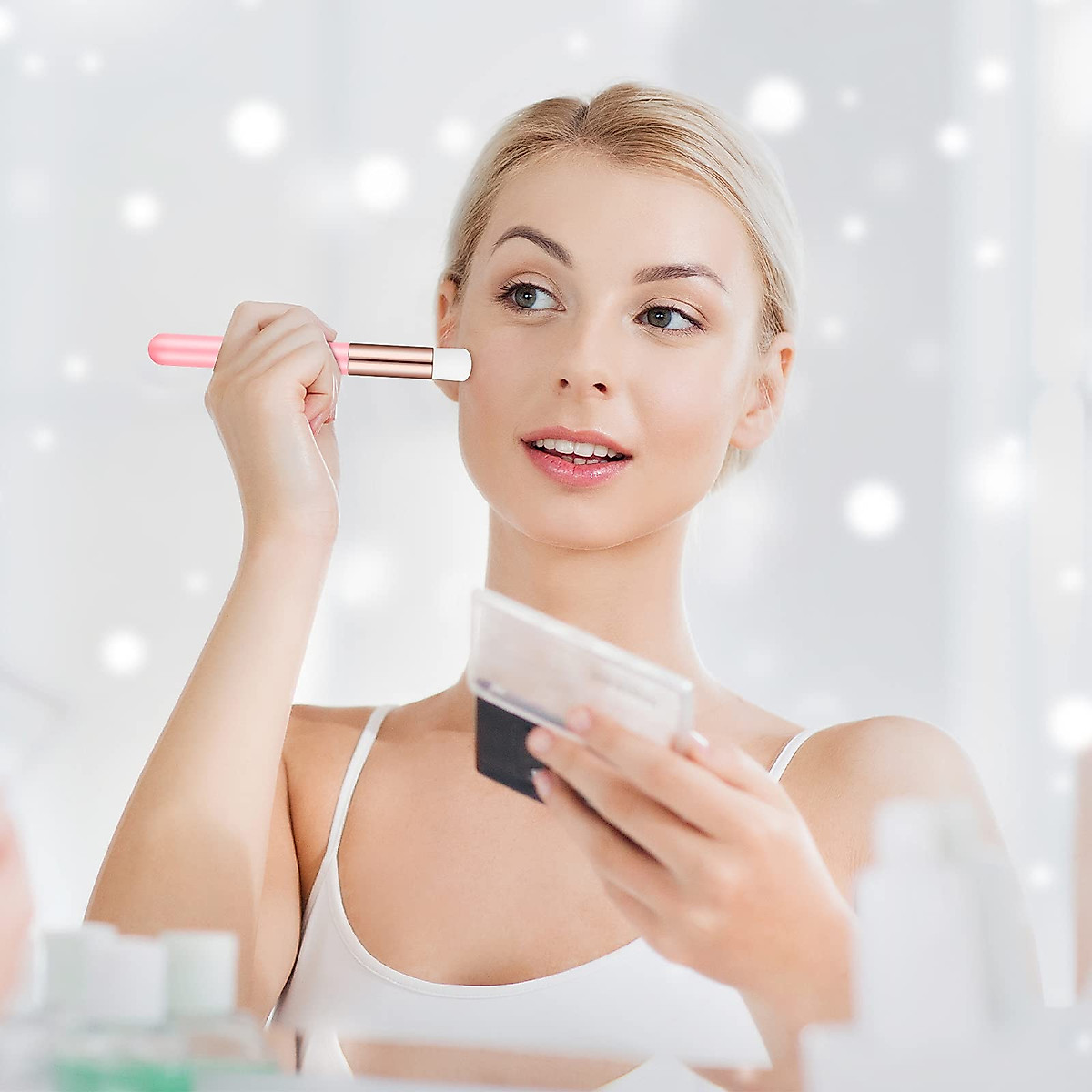 30 Pieces Nose Brushes Set 1.8oz Empty Bottle Travel Soap Bottle and Lash Shampoo Brushes Diamond Eyelash Foaming Soap Pump Dispenser Lash Wand Makeup Tool for Women, 50ml(Black)