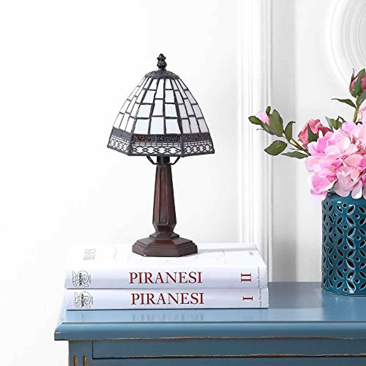 JONATHAN Y JYL8016A Carter Tiffany-Style 12" LED Table Lamp Tiffany,Traditional for Bedroom, Living Room, Office, College Dorm, Coffee Table, Bookcase, Bronze