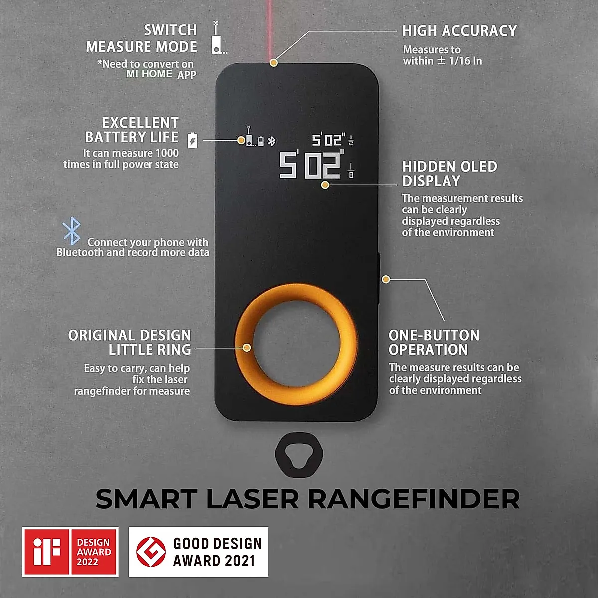HOTO Laser Measuring Tool, 98ft Laser Distance Measure Tool ±2mm Accuracy, Compact Laser Measurement Tool with Digital OLED Display, M/in/Ft Unit Switching, Real-time Data Sync