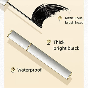 4D Silk Fiber Lash Mascara, 2.5mm Brush Mascara, For Fine Short Eyelash, Black Volume and Length Natural, Waterproof, Smudge-proof, Lengthening Thickening Softer Fuller (1 Pcs)