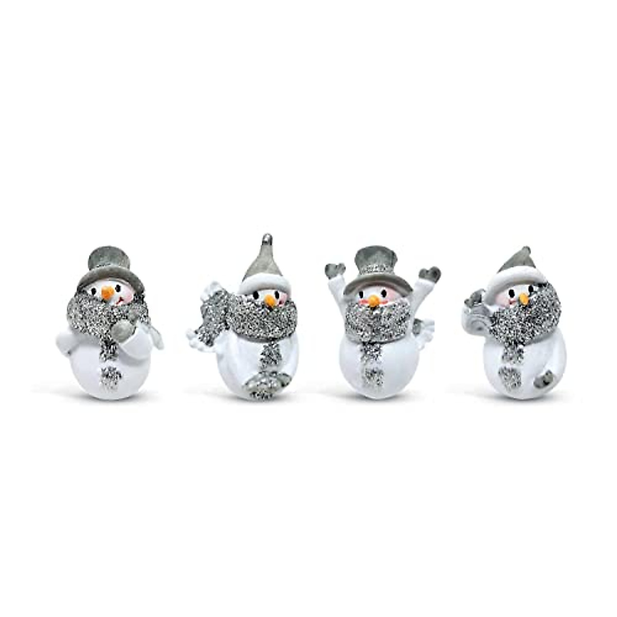 Ganz 1.5" Miniature Glittered Snowman Figurines - Set of 4 Assorted Styles