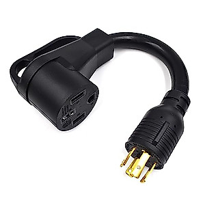 FlixGrdy 4 Prong to 50 Amp Generator to RV/EV Adapter Cord with Grip Handle, L14-30P Twist Lock Male to 14-50R Female, Heavy Duty STW 10 AWG for Generator to RV Trailer Camper and EV Charging