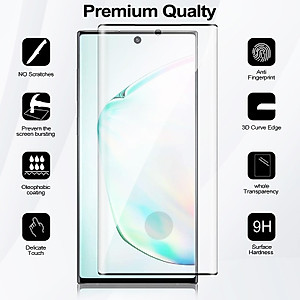 Audins [2+2 Pack Galaxy Note 10 Screen Protector, 9H Tempered Glass with Camera Lens Protector, Ultrasonic Fingerprint Support, 3D Curved, HD Clear Scratch Resistant for Samsung Galaxy Note 10 5G
