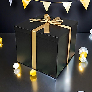 YINUOYOUJIA Gold Gift Box with Lids for Presents, 10pcs 8x8x4 Inches Bridesmaid and Groomsmen Proposal Boxes Gold with Ribbons and Textures for Birthdays, Wedding, Anniversary, Valentines