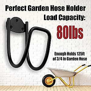 Wall Mount Hose Holder - Garden Water Hose Holders for Outside/Heavy Duty and Durable Hand-Forged Water Hose Hanger Rack (1, M)
