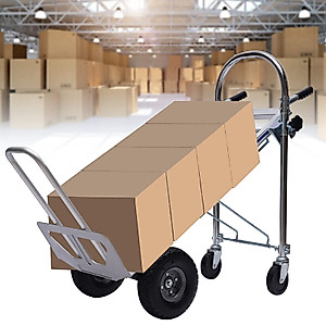 3 in 1 Heavy Duty Aluminum Hand Truck with Double Grip Handles, Industrial Convertible Hand Truck Dolly Cart with Handle, 1200 LBS Capacity Moving Dolly Hand Truck Flatform Cart with 10" Rubber Wheels