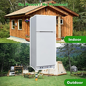 SMETA Propane Refrigerator with Freezer 13.4 cuft Gas Fridge 110v/LPG Dual Ways Top Freezer Top Mount Full Size for Kitchen Garage RV Off-Grid