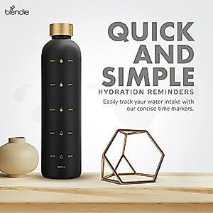 Blendie The Aesthetica Water Bottle with Time Marker - Large 1 Liter / 32 Oz BPA Free,Leakproof and No Sweat - Ensure You Drink Enough Water Daily for Fitness, Gym and Outdoor Activity
