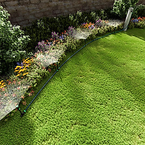 RESTMO Flexible Sprinkler System, Above Ground DIY Irrigation Kit, Multi-Adjustable Lawn Sprinkler Set, Ideal for Plant and Flower Bed Watering, 50ft Garden Hose Included