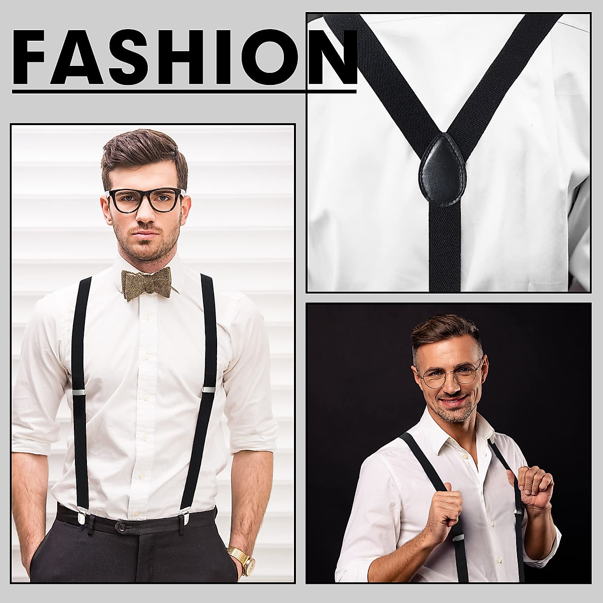 Seematn 12Pcs Halloween Suspenders for Men Adjustable Suspender Elastic Y Back Style Suspenders Belts for Men Boy Costume Accessories (Black)