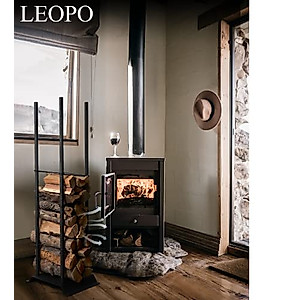 LEOPO Industrial Fireplace Log Holder Tower, Frame Indoor Outdoor Log Holder, Heavy Duty Wood Rack for Firewood