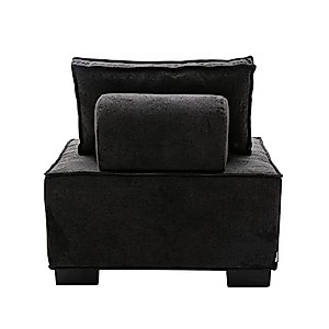 JURMALYN Modern Single Couch, Square Modular Sectional Couch, Floor Sofa Chair, Free Combination Sectional Sofa with Removable Back Cushions Tofu Sofa Small Single Couch for Bedroom Corner Black