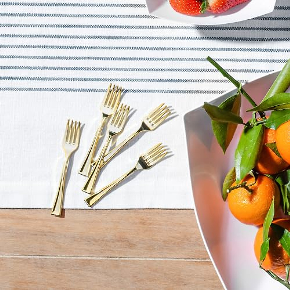 Mini Gold Fork, Gold Plastic Tasting Fork, (4 inch 36 Count) Gold Mini Plastic Forks for Ice Cream Sampling, Appetizers Tasting, Puddings, Gelato, Cockatils - Posh Setting