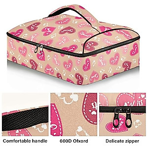 Kcldeci Insulated Thermal Food Carrier Insulated Casserole Carrier for Hot or Cold Food,Romantic Red Hearts Insulated Tote Bag for Potluck Cookouts Parties Picnic,Lasagna Lugger