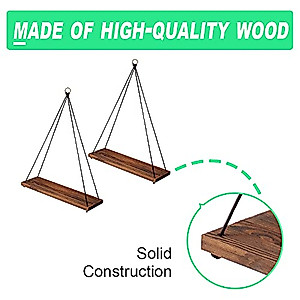 Coral Flower Floating Shelves Rustic Wood Wall Shelf Handmade, for Bedroom Living Room Bathroom Kitchen Office and More, Set of 2