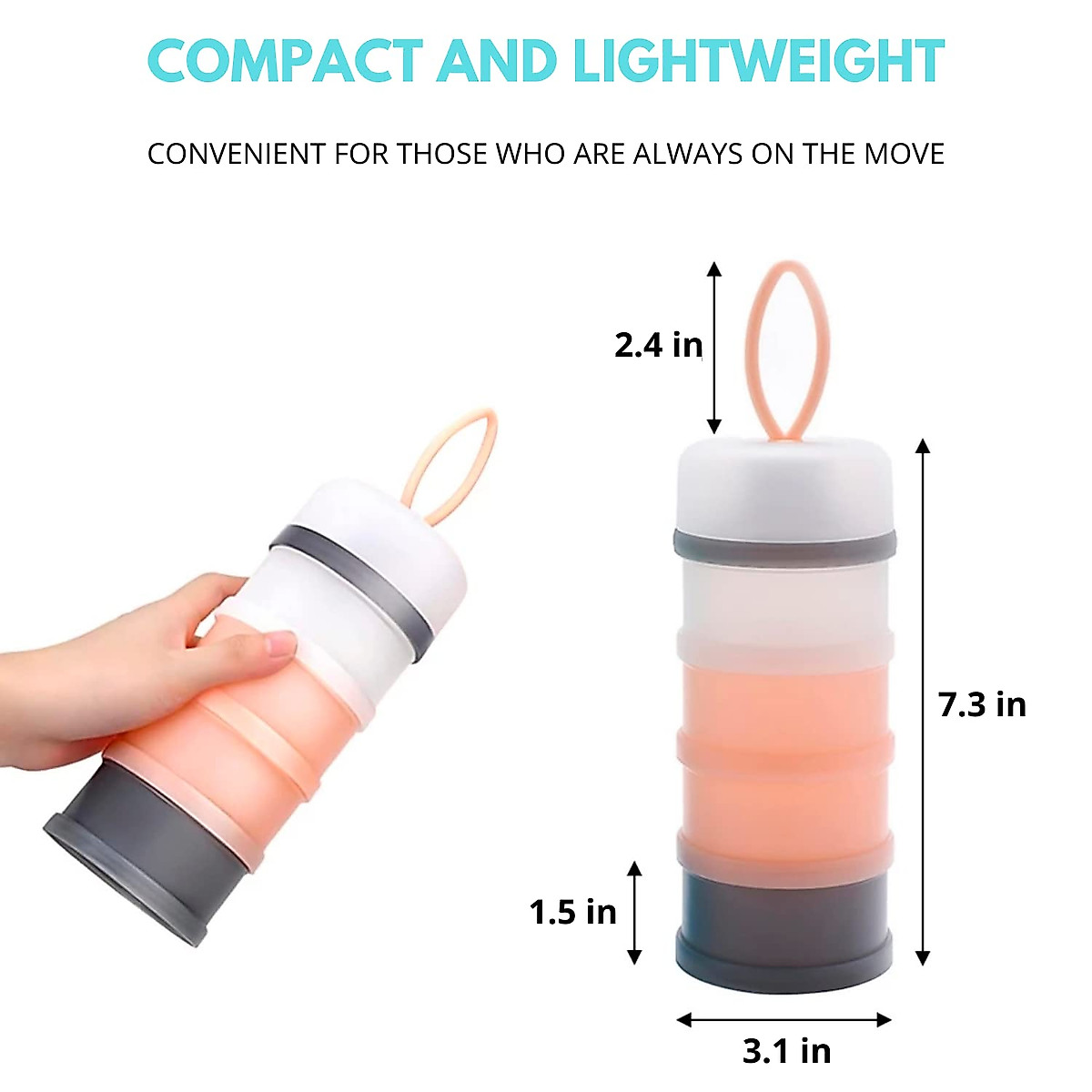 Ultra Diet Portion Control Container Set, Stackable and Detachable, Leak-Proof, Ideal for Weight Control or Storing Food, Snacks or Protein Powders, Bariatric Friendly, 6 Pieces Total (Pink-Gray)