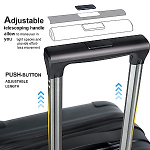 Feybaul Luggage Suitcase PC+ABS with TSA Lock Expandable Hardshell Carry On Luggage with Spinner Wheels 20in 24in 28in, Black 28 in , L(28 Inch Expandable Luggage), 968