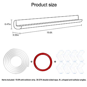 Baby proofing Corner Guards,Clear Edge Protector Strip with Upgraded Pre-Taped Strong Adhesive,for Sharp Corners of Cabinets, Tables, Drawers (19.6ft Edge + 8 Corners)