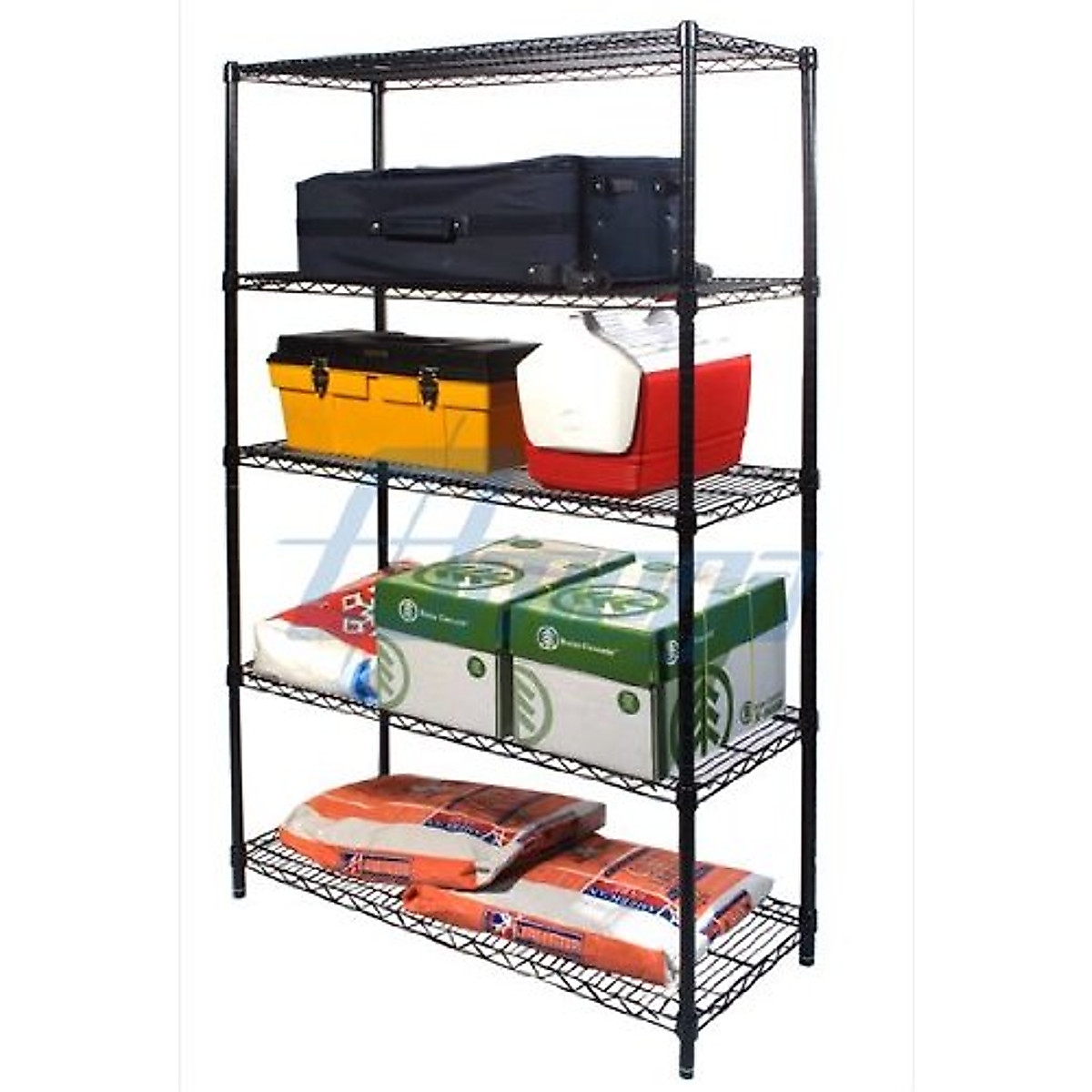 Omega 18" x 30" x 63" 5 Tier Black Wire Shelving