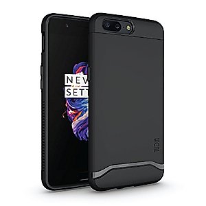 TUDIA DualShield Designed for OnePlus 5 Case, [Merge] Shockproof Heavy Duty Military Grade Dual Layer Slim Protective Case Cover - Matte Black