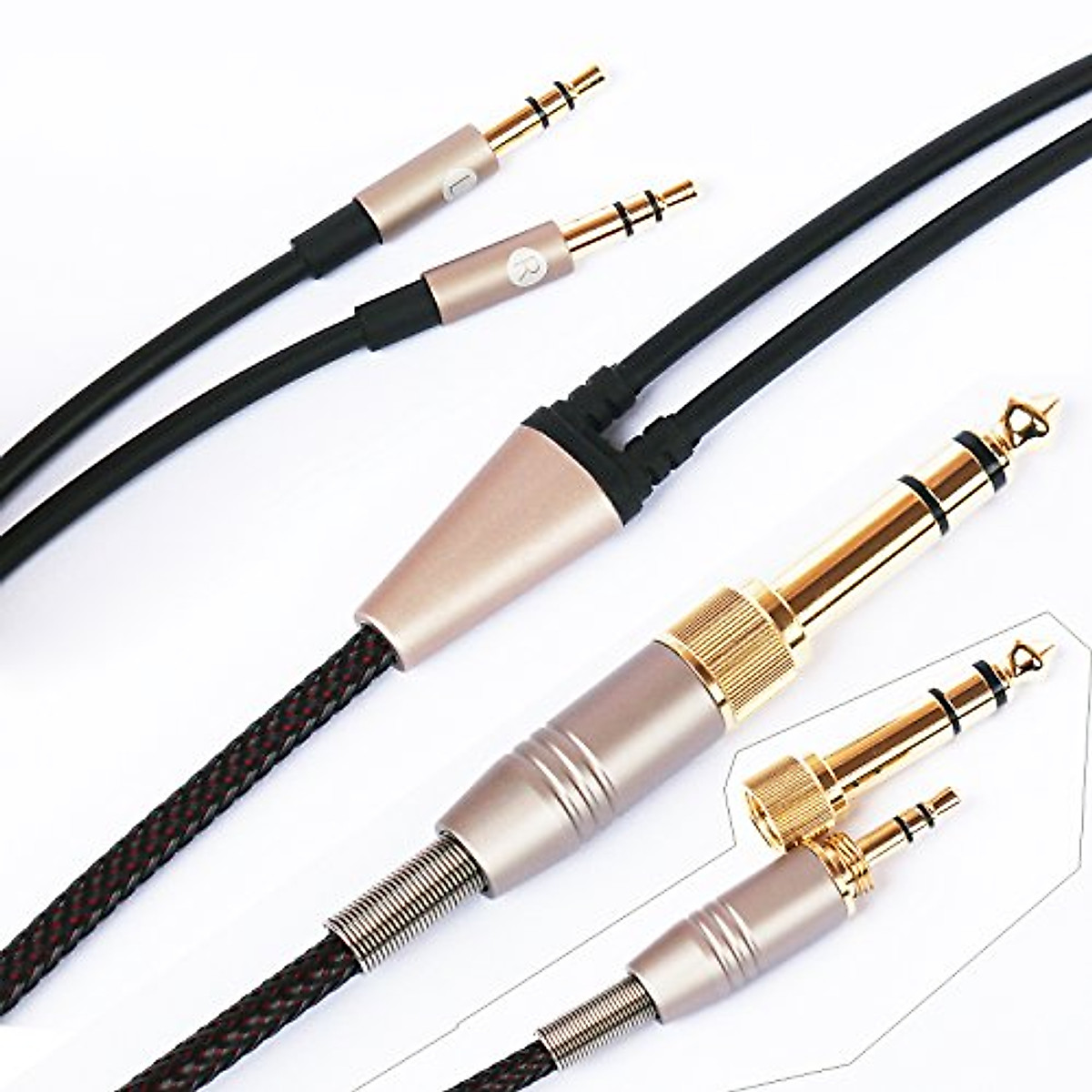 NEW NEOMUSICIA Replacement Cable Compatible with Hifiman HE4XX, HE-400i (The Latest Version with Both 3.5mm Plug) Headphones 3.5mm / 6.35mm to Dual 3.5mm Jack Male Cord 1.2m/4ft