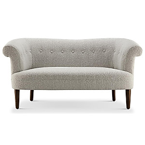 CHERS Tufted Sofa, Vintage Chesterfield Couch with Rolled Arms and Elegant Boucle Upholstery Loveseat for Living Room Furniture, Off-White