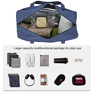 Travel Tote Bag,For Spirit Airlines Personal Item Bag 18x14x8 Foldable Travel Duffel Bag Tote Lightweight Weekender Overnight Carry on Luggage Bag for Women and Men (B-Dark blue-With Shoe Cabinet)