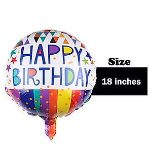 50 Pieces Happy Birthday Party Aluminum Foil Balloons 18" Foil Mylar Helium Balloon Round Inflatable Balloons for Birthday Parties Baby Shower Decorations Supplies