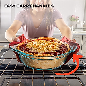 Pyrex Deep 2-Pack (9.5") Glass Baking Dish Set, Round Pie Glass Bakeware, Dishwasher, Microwave, Freezer & Pre-Heated Oven Safe