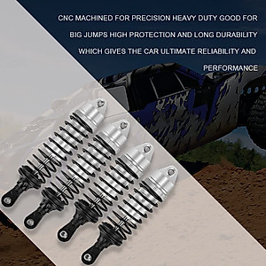 OGUNKE RC 4PCS Aluminum Front & Rear RC Shocks for 1/10 RC Truck Traxxas Slash 2WD/4x4 shocks Rustler 4X4 shocks Stampede 4X4 shocks Hoss 4X4 Replace 5862 (Silver)