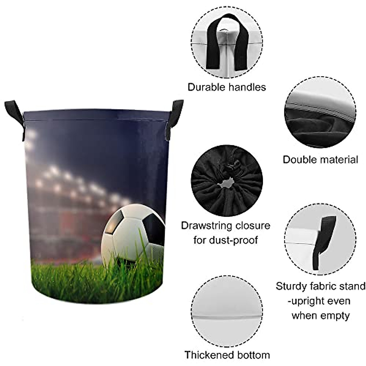 KURISOE soccer Laundry Hamper Boys Sport Theme Laundry Hamper Football Game Organizer Basket for Girl Bedroom, Bathroom, Dorm