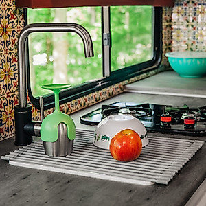 Camco Unknown 43520 Roll-Up Dish Drying Rack - Provides Extra Drying Space for Dishes, Pots and Pans - Heat-Resistant Up to 450° F - 20 ½-Inches x 13-Inches