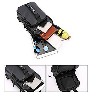 Shoulder Backpack Sling Chest Crossbody Bag Cover Pack Messenger Daypack Rucksack Bicycle Sport With USB Charging Port (Black)