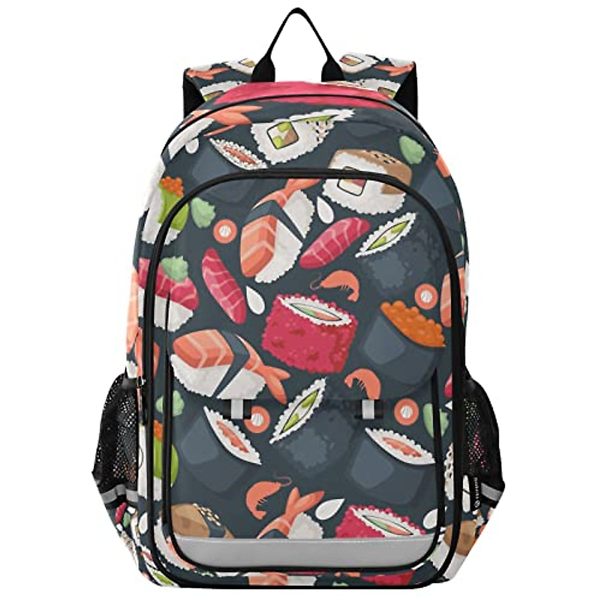 Glaphy Japanese Sushi and Rolls Backpack School Bag Lightweight Laptop Backpack Student Travel Daypack with Reflective Stripes