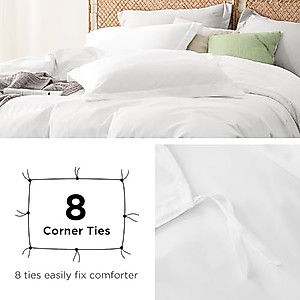 Bedsure White Duvet Cover King Size - Polyester & Rayon Derived from Bamboo Cooling Duvet Cover Set (104" x 90"), 3 Pieces with 2 Pillow Shams, Comforter Not Included