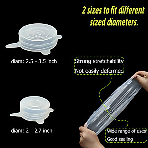 Silicone Stretch Lids, Reusable Silicone Lids Bowl Covers, 2 Sizes Silicone Covers Apply to Cans Jars Cups Food Container and Apple Pear other Fruits Sealed Lid for Cat Dog Canned Food Storage(6 pack)